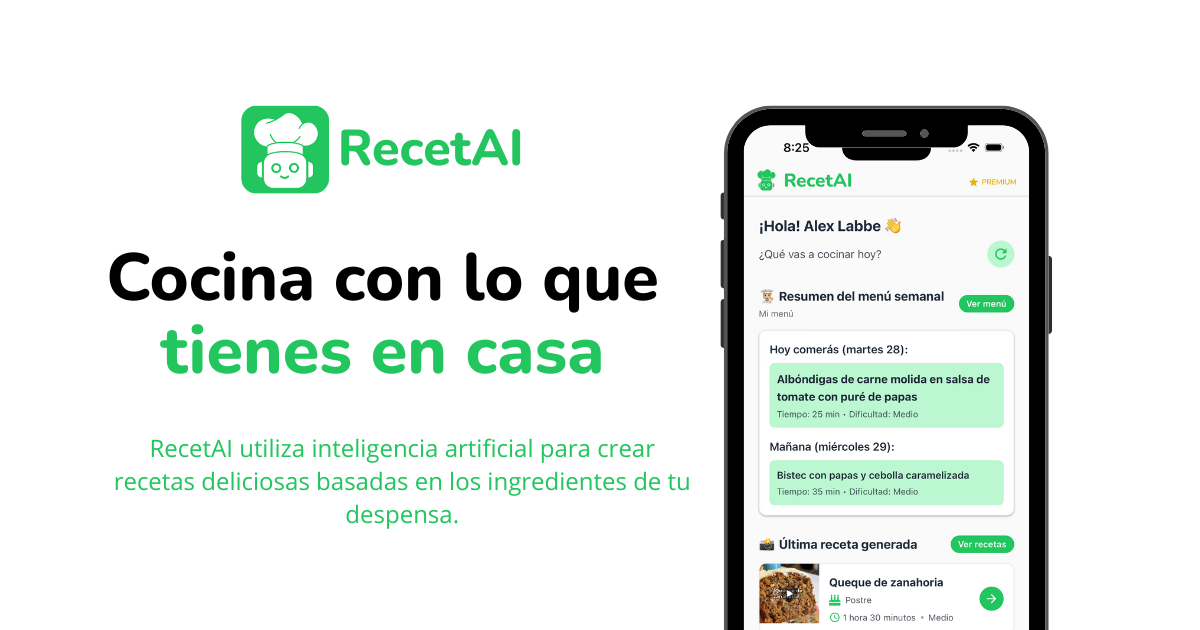 RecetAI: app de recetas y menu semanal con IA